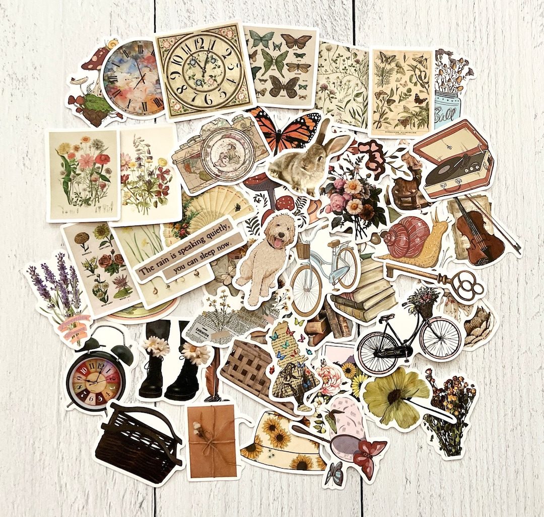 Classic Vintage Art Stickers - Retro English Cottagecore Style - Boho ...