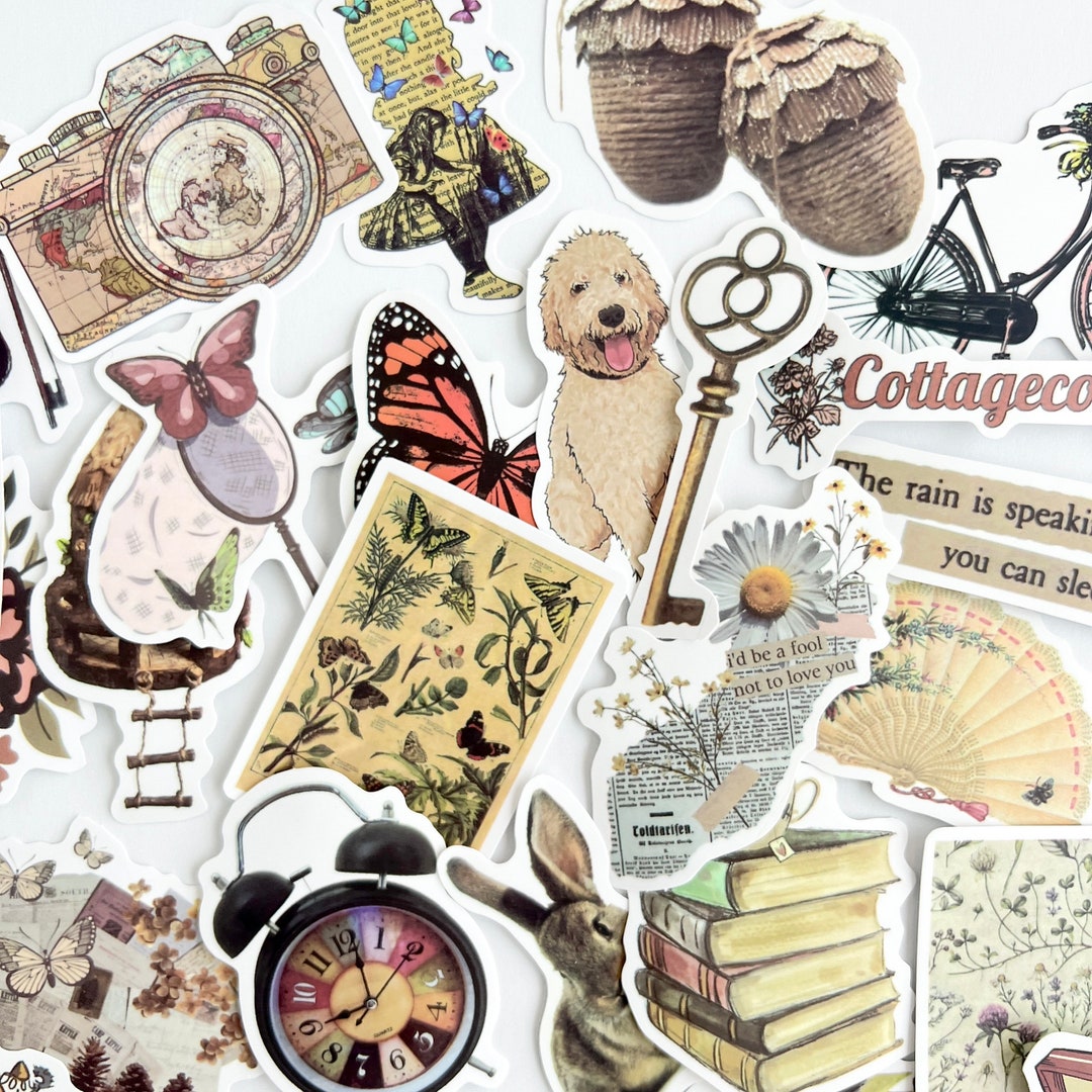 50pcs Vintage English Cottagecore Stickers - Boho Artsy Design - for ...