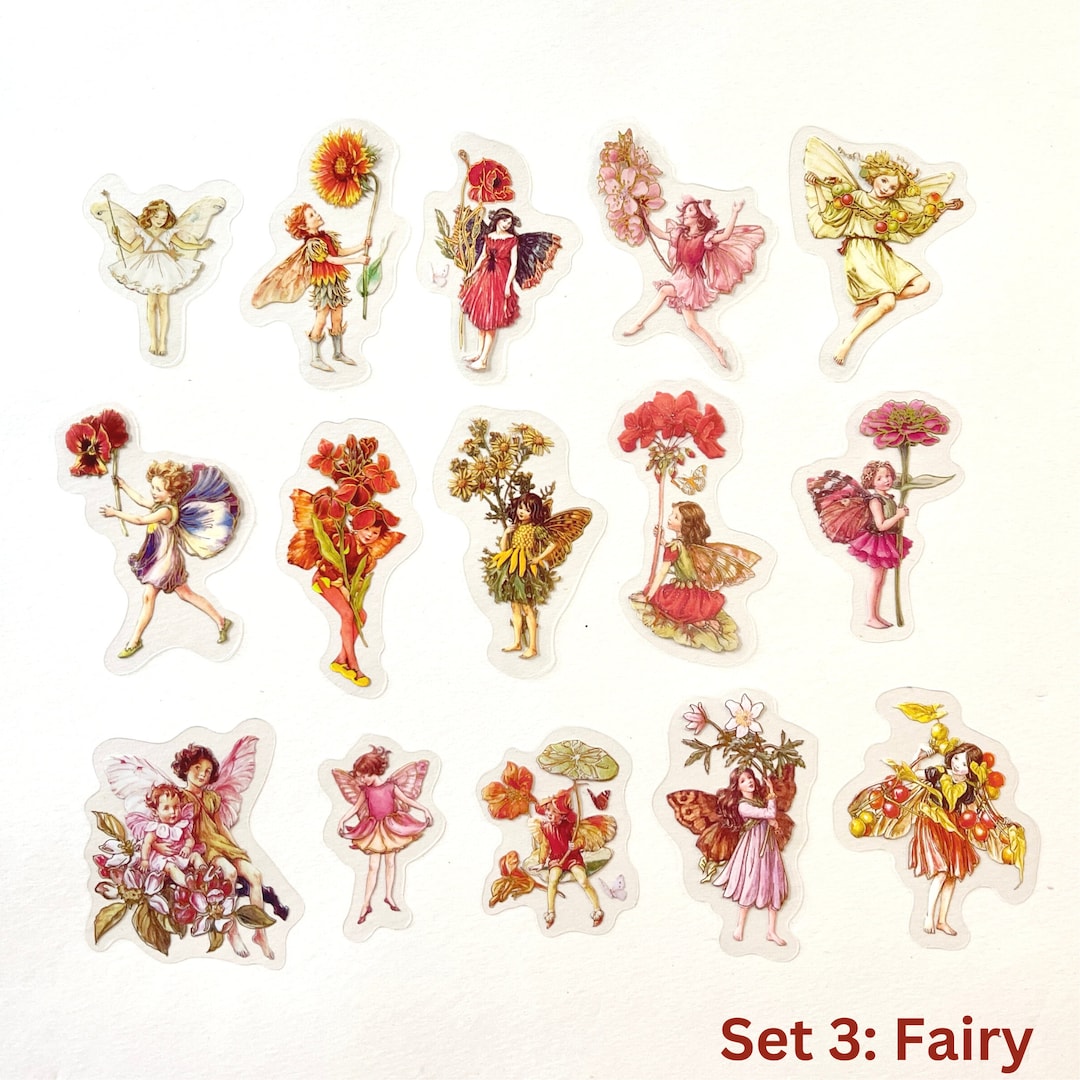 30 Whimsical Flower Fairy Stickers Vintage Stickers With - Etsy