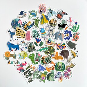 45 Artsy Wilderness Animal Stickers - Jungle Animal Stickers - Colorful ...