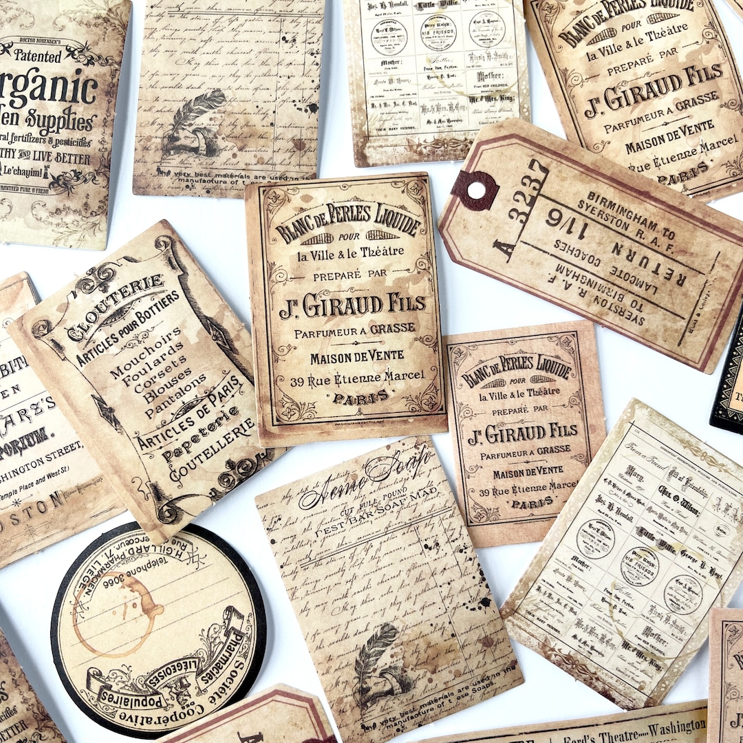 30pcs Vintage Coffee Stained Note Stickers - Weathered Advertisement ...