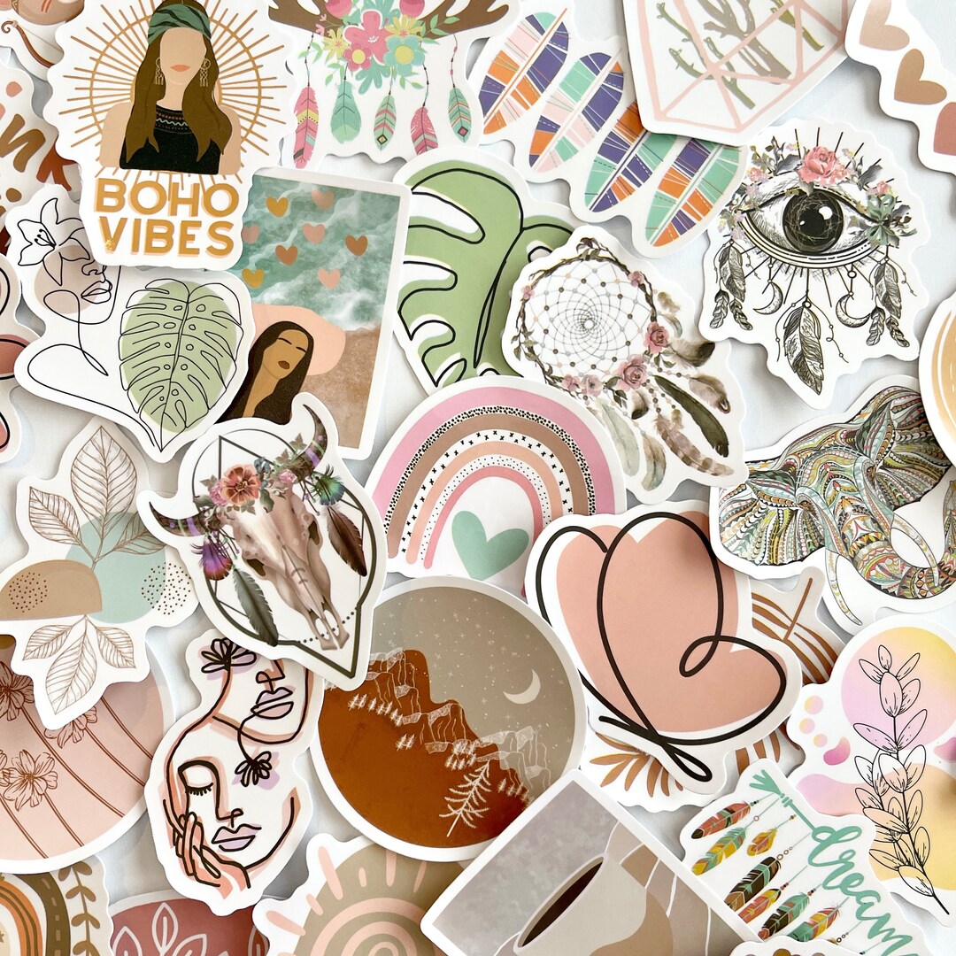 40 Beautiful Boho Art Pink Themed Stickers - Dreamcatcher Be Kind ...