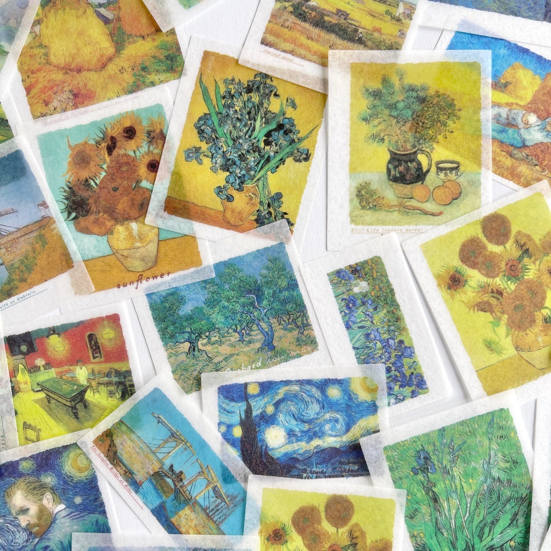 50pcs Van Gogh Art Museum Stickers - Oil Paint Design - for Crafting ...
