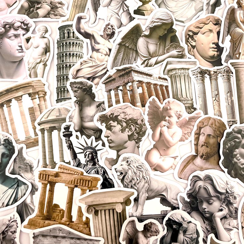 50pcs Vintage Roman Art Stickers, Statue & Architecture Designs, for ...