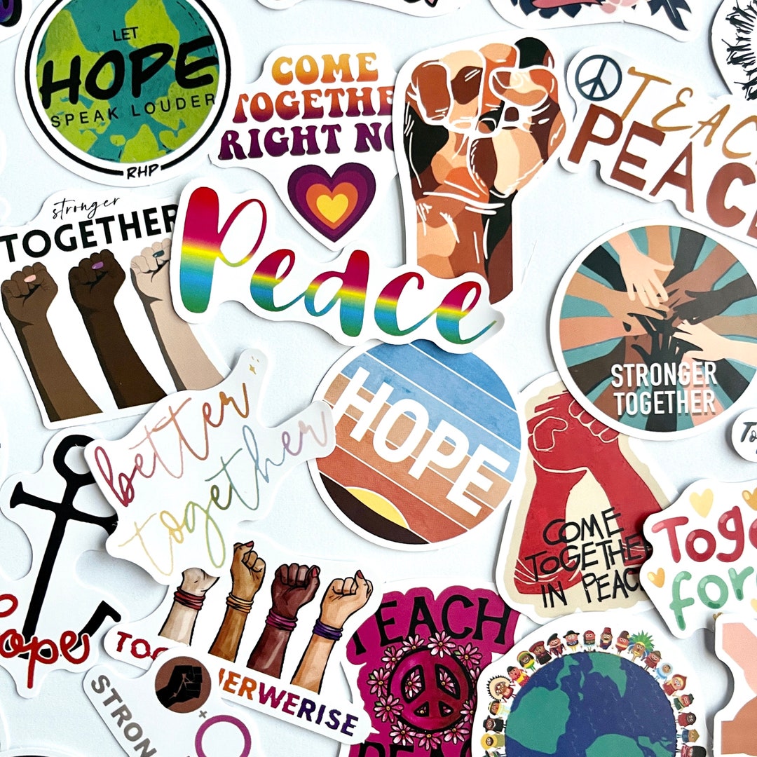 50 Peace and Love Stickers - Equality Stickers - Come Together Stickers ...