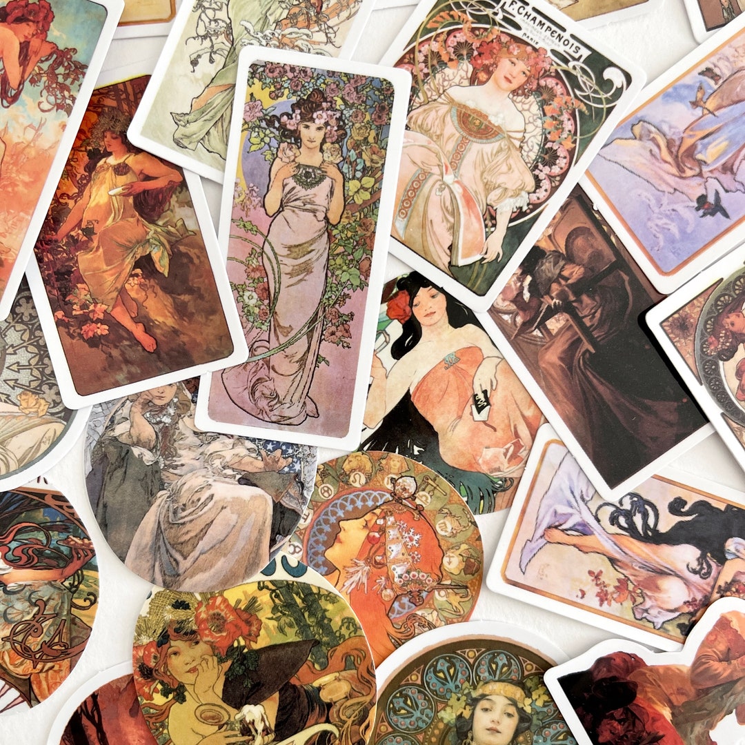 35 Vintage Mucha Print Stickers - Art Nouveau Boho Style Stickers ...