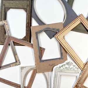 10 Vintage Frame Stickers - Large Frames Flat Finish - Gold Brown White ...