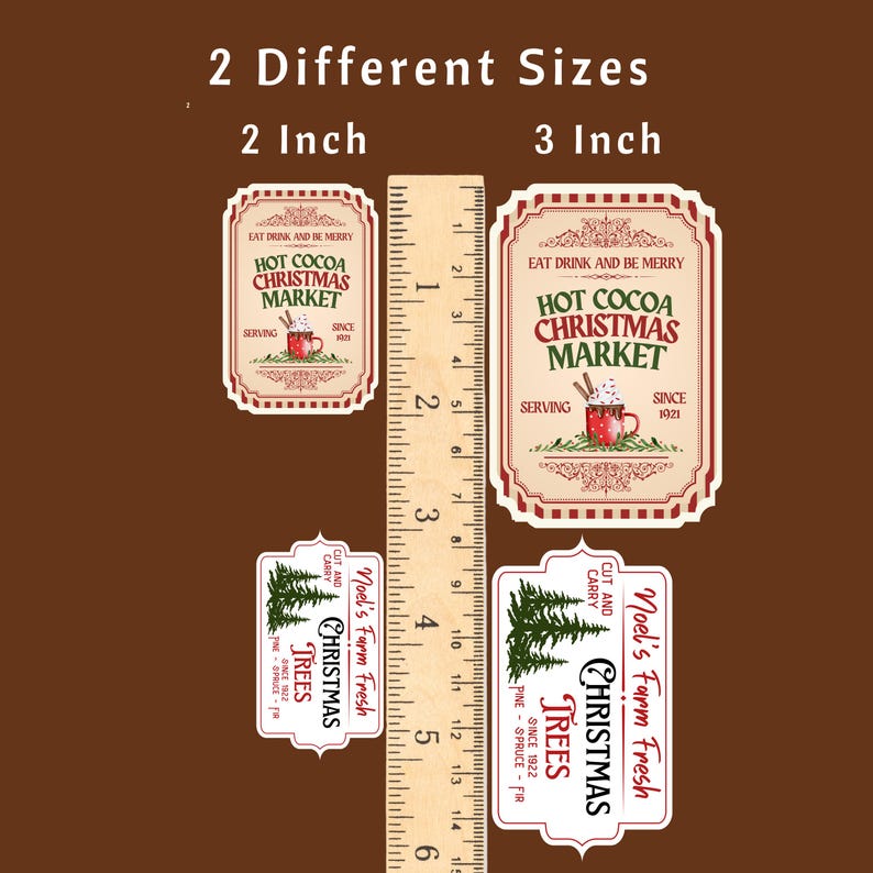 15pcs Vintage Christmas Label Stickers, Pick From Two Sizes, Perfect ...