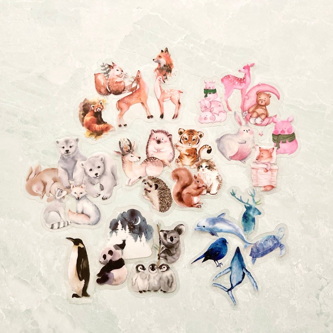 36 Clear Animal Themed Stickers 6 Color Designs Slightly - Etsy
