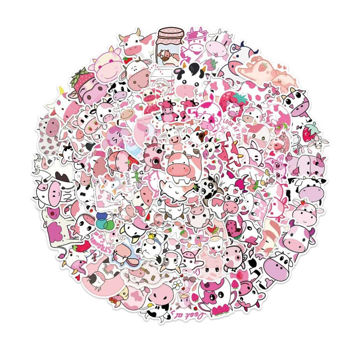 Cartoon Pink Cow Stickers Cow Print Assorted Pattern Sticker - Etsy