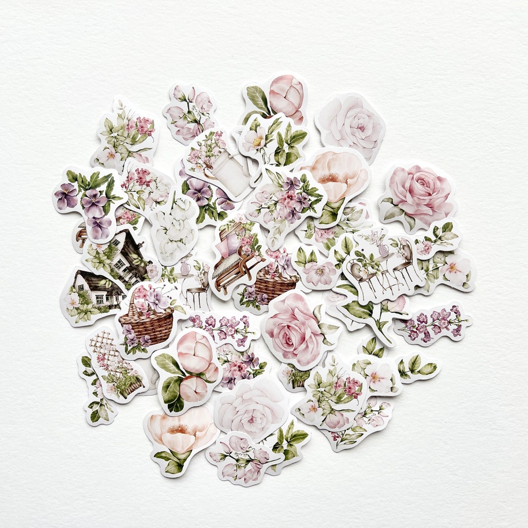 46 Mini Pink Flower Stickers - Adorable Petite Floral Stickers - Crafts ...