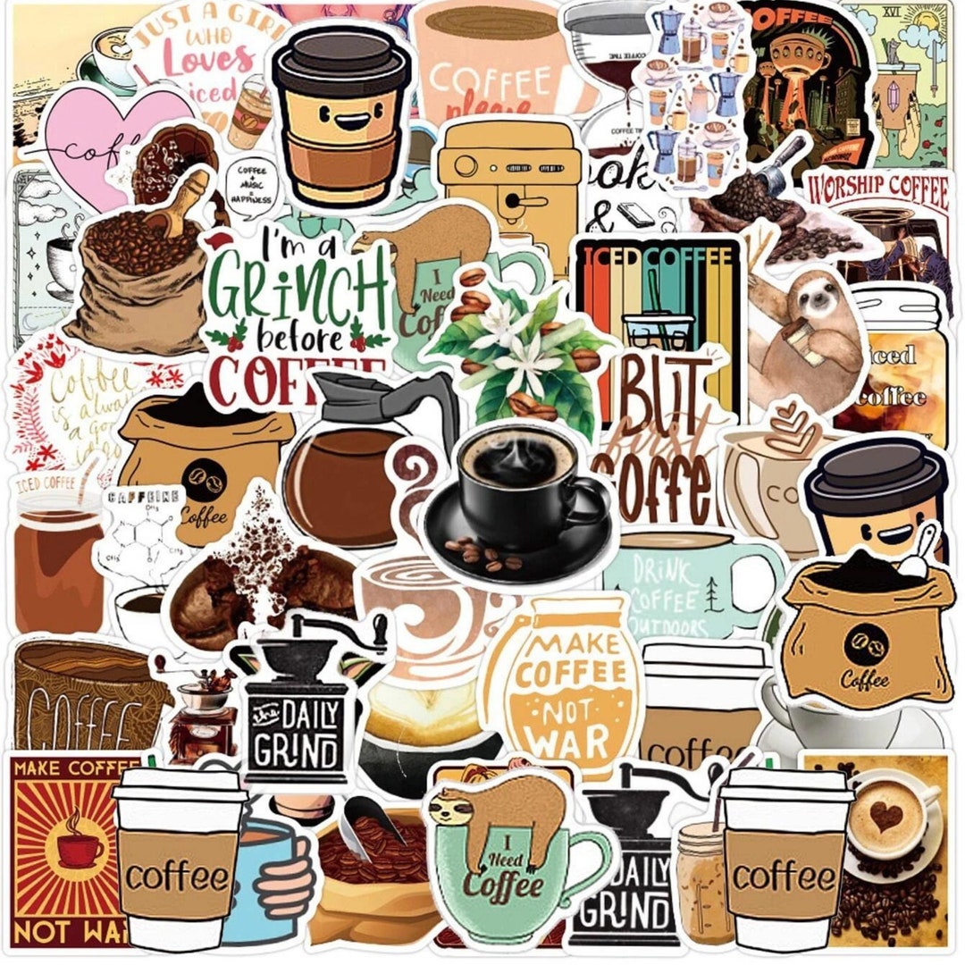 Coffee Themed Stickers Coffee Latte Pattern Assorted - Etsy