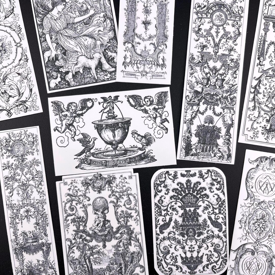 10 Large Vintage Floral Statue Stickers - Old World Parisian Feel ...
