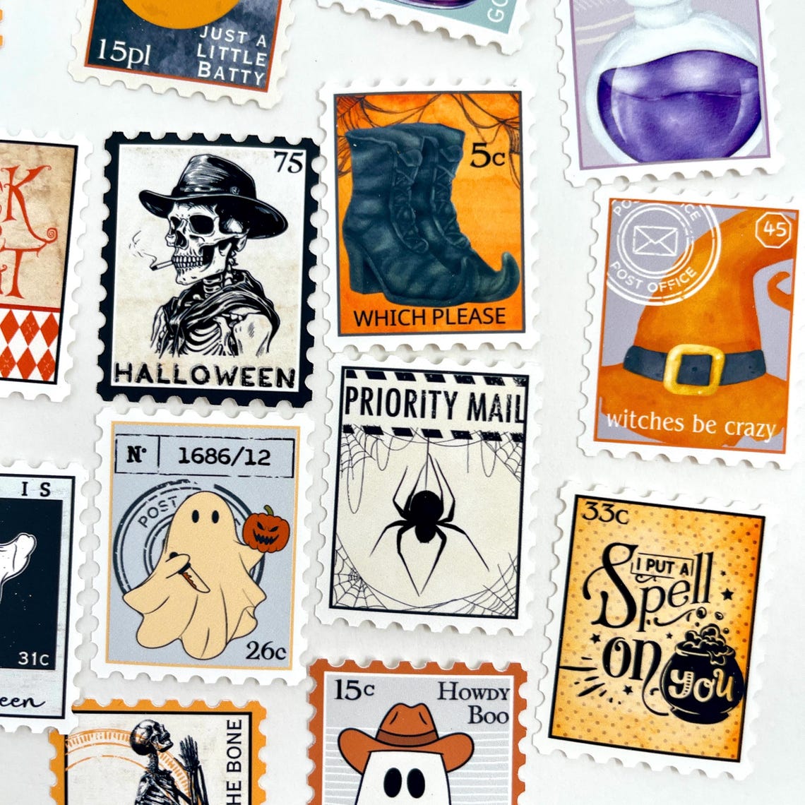 25pcs Halloween Stamp Stickers, Spooky Haunted Design, NOT POSTAGE, for ...