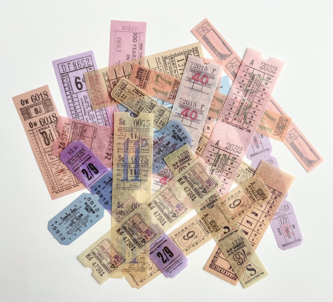 20 Vintage Ticket Stickers - Admission Ticket Stickers - Washi Tape ...