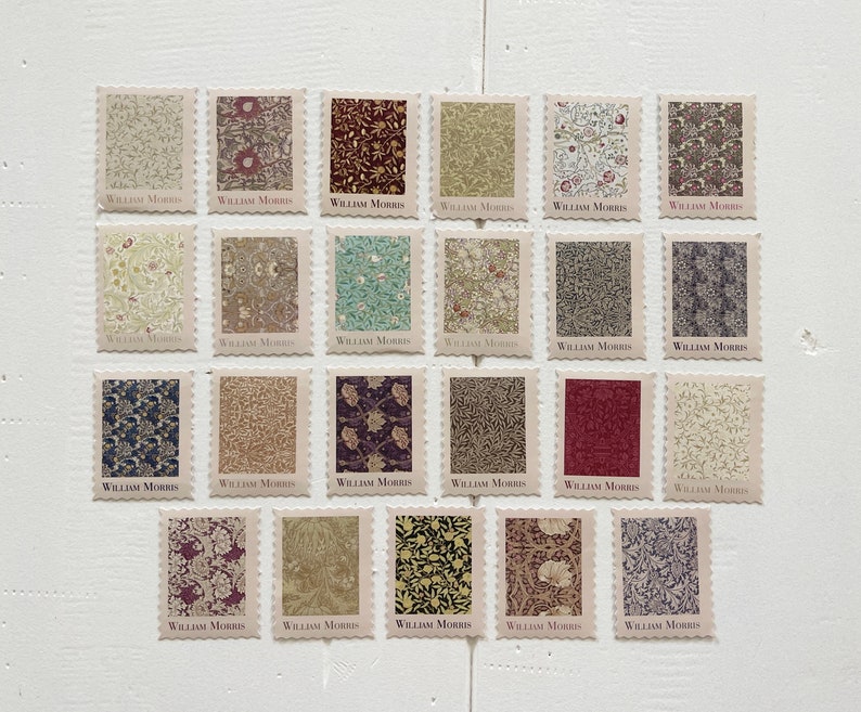 40 Vintage William Morris Inspired Stamp Stickers Muted - Etsy
