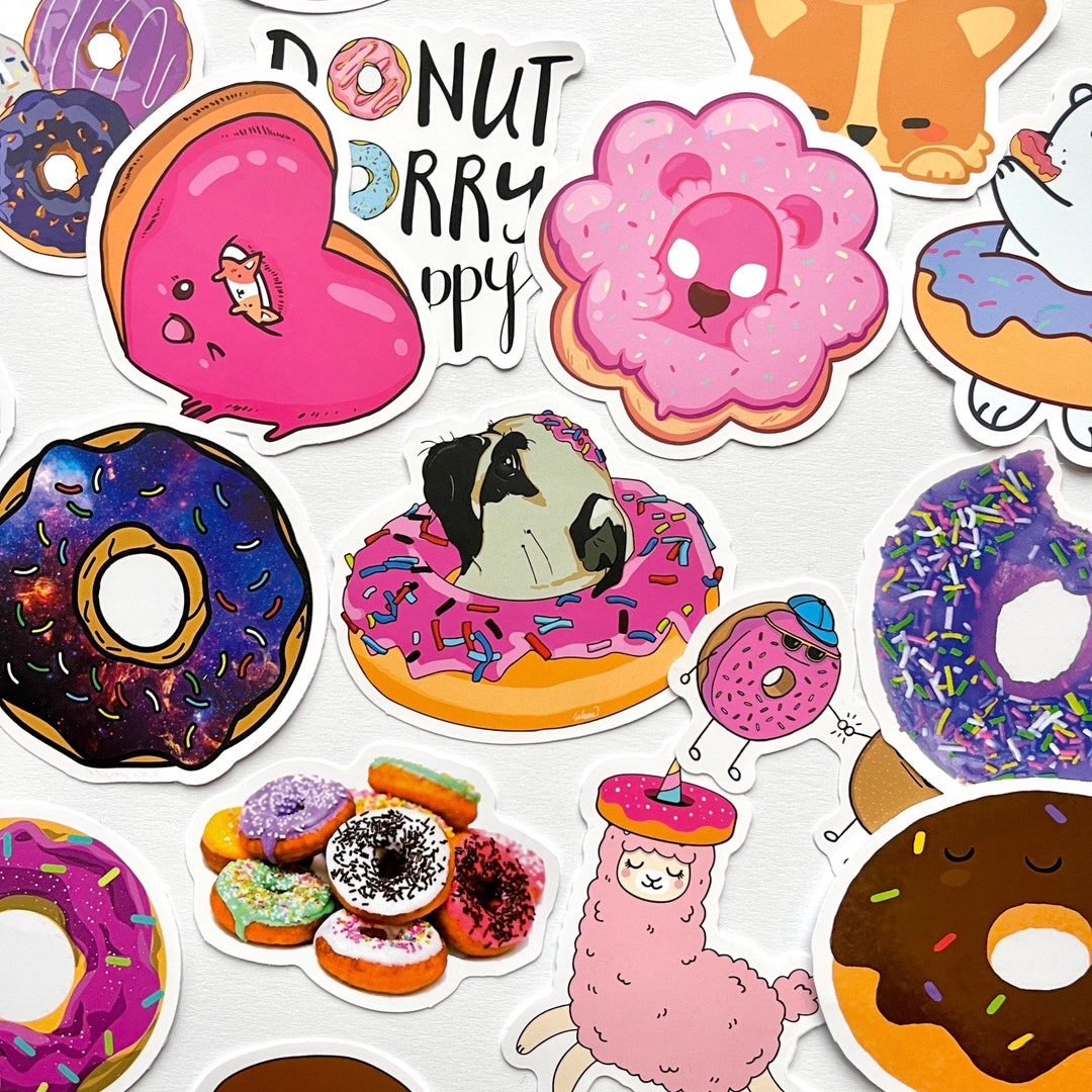 50pcs Donut Themed Stickers - Sweet Food Designs - for Crafts, Phone ...