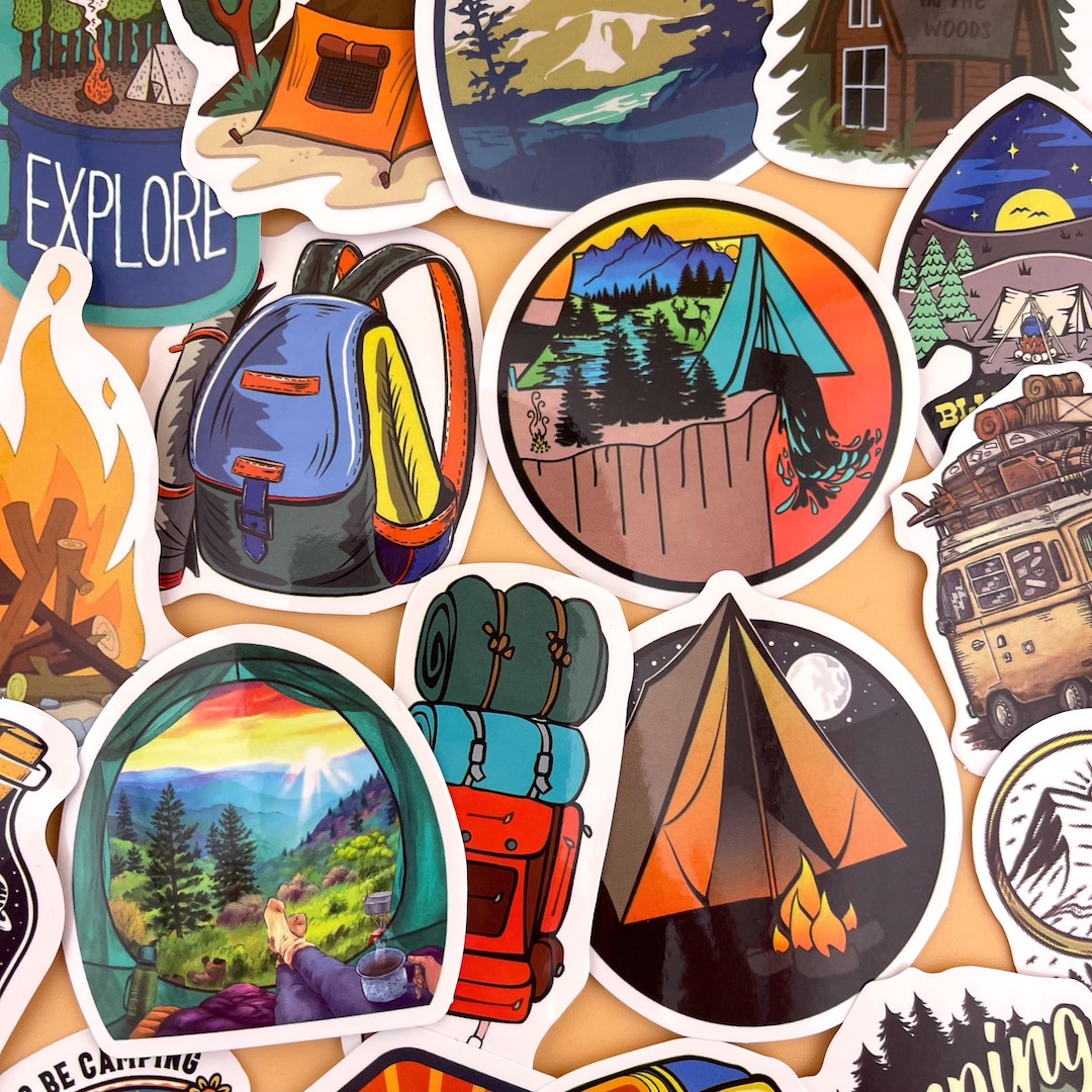 50 Vinyl Outdoor Camping Stickers - Travel in Wilderness Stickers ...