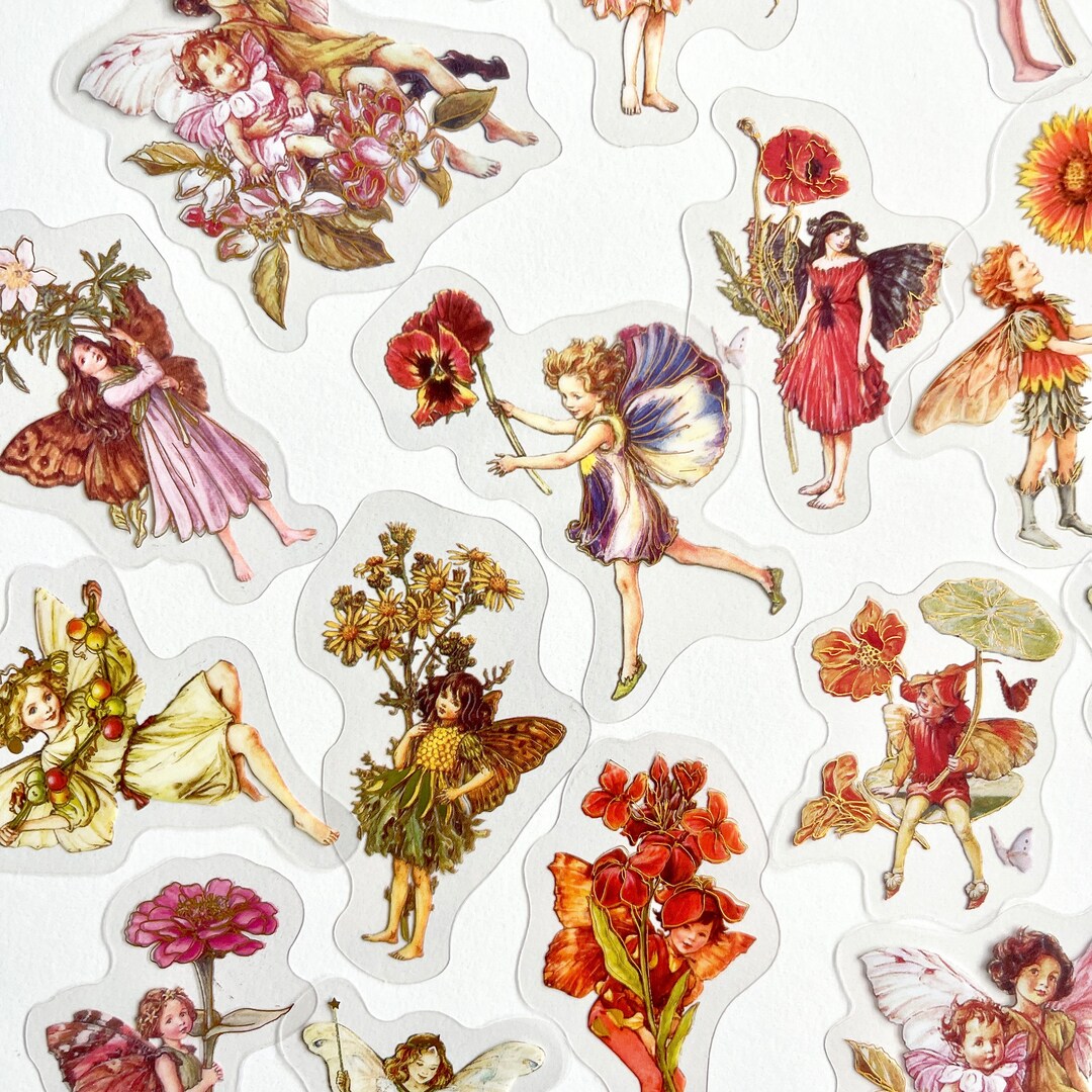30 Whimsical Flower Fairy Stickers Vintage COLORFUL Stickers With ...
