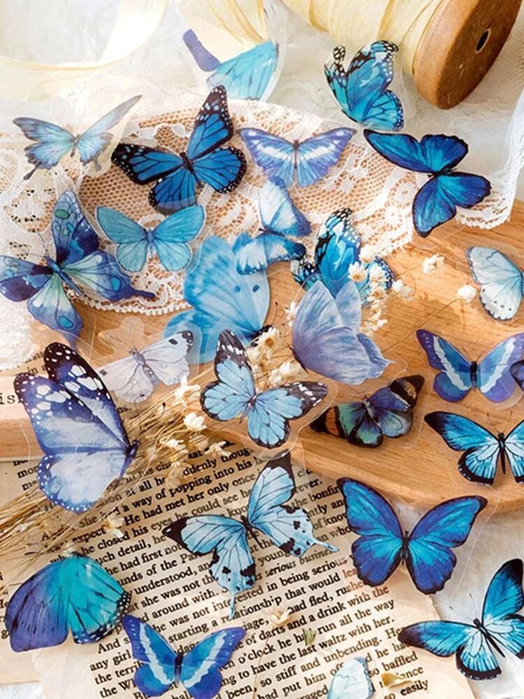 40 Clear Blue Translucent Butterfly Stickers Clear Blue - Etsy