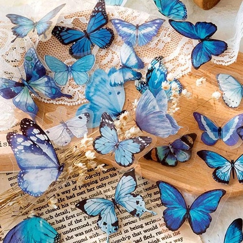 40 Clear Blue Translucent Butterfly Stickers Clear Blue - Etsy