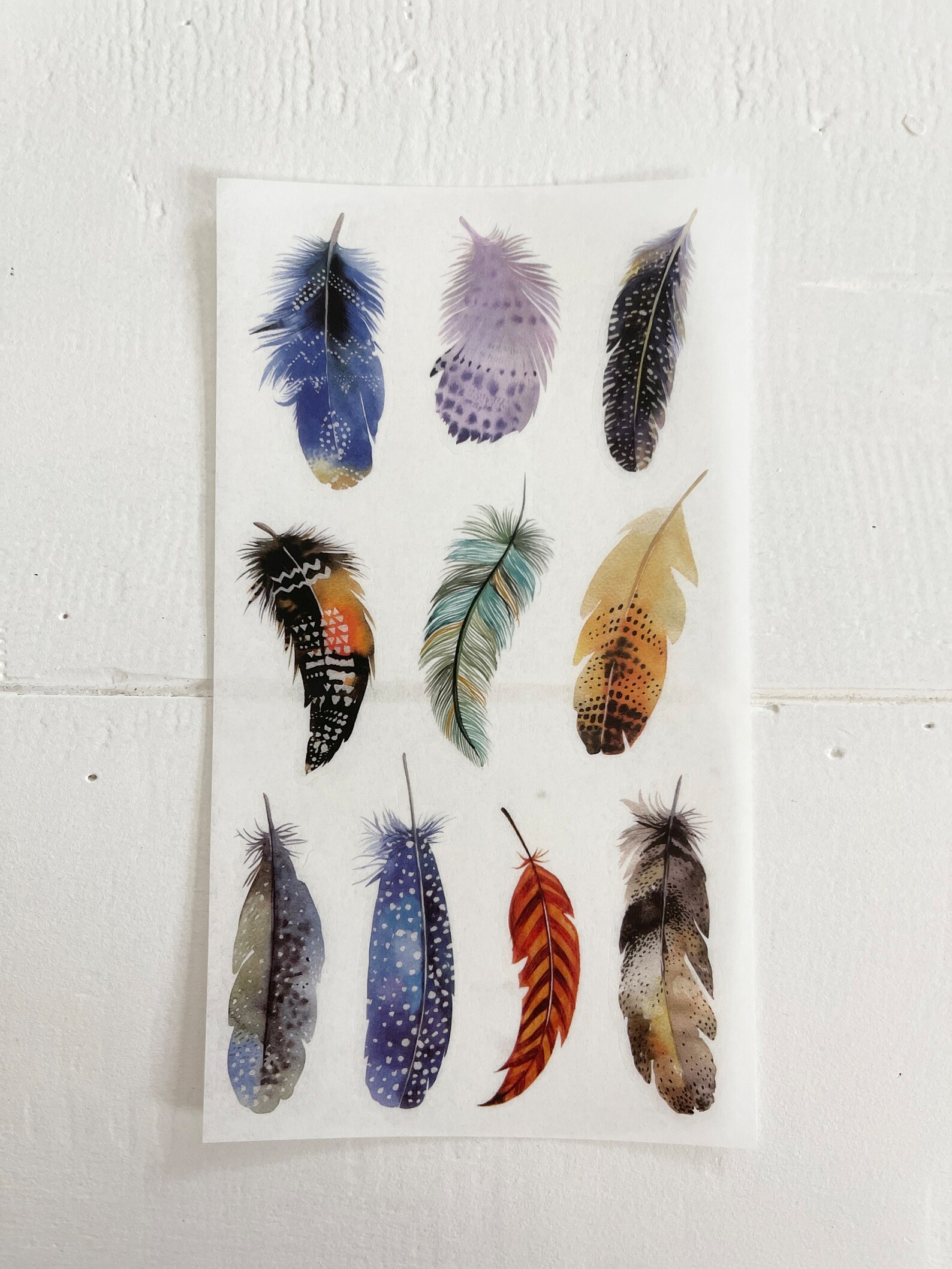 50 Feather Stickers Washi Tape Like Material Slightly - Etsy