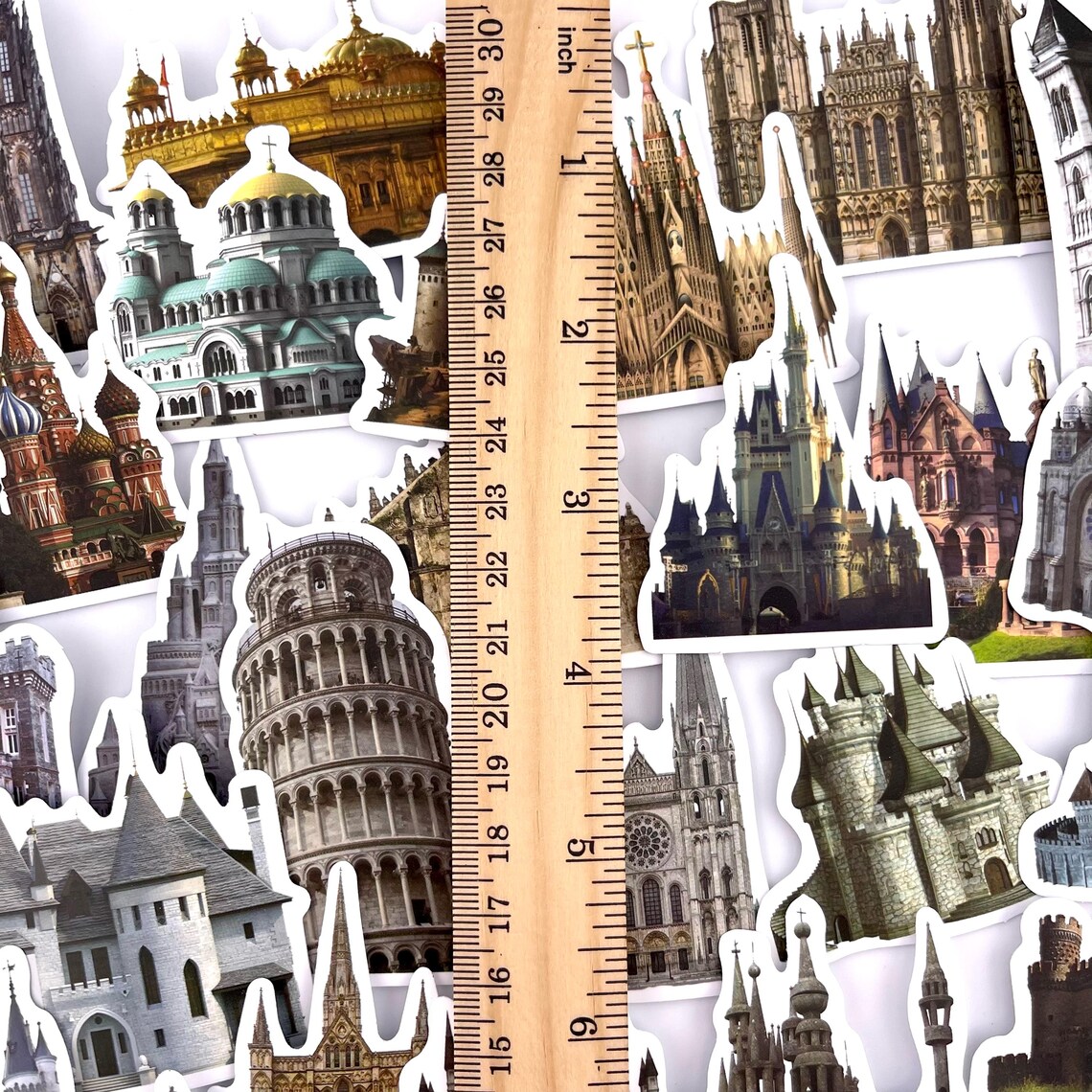 50pcs European Castle Church Stickers, Famous Landmarks, for Crafting ...