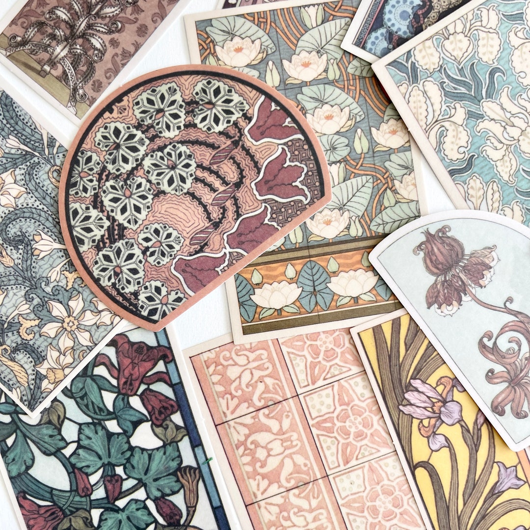 15 Vintage Mucha Patterned Stickers Art Nouveau Boho Style Sticker ...