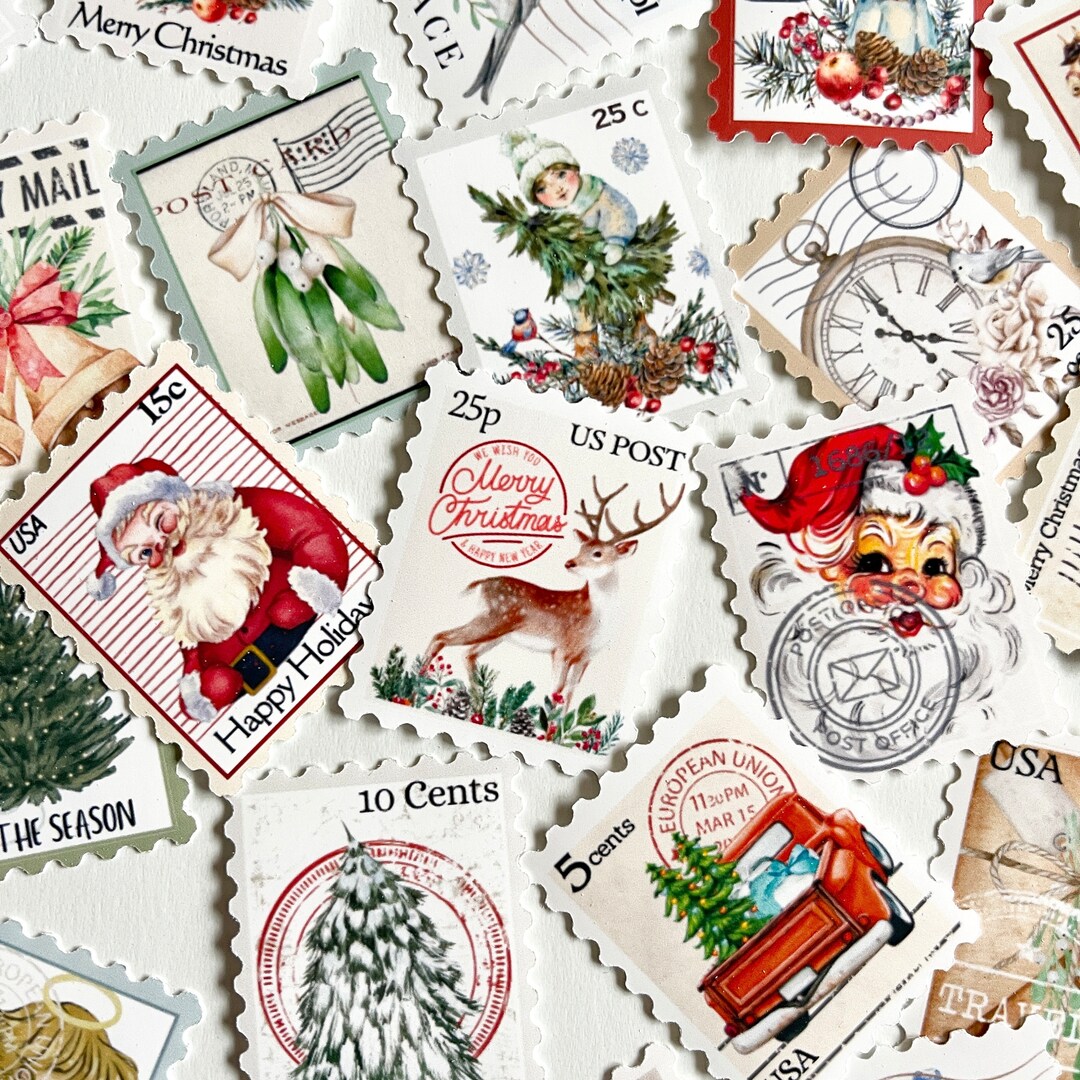 25pcs Christmas Stamp Stickers, All Holiday Designs, NOT POSTAGE, for ...