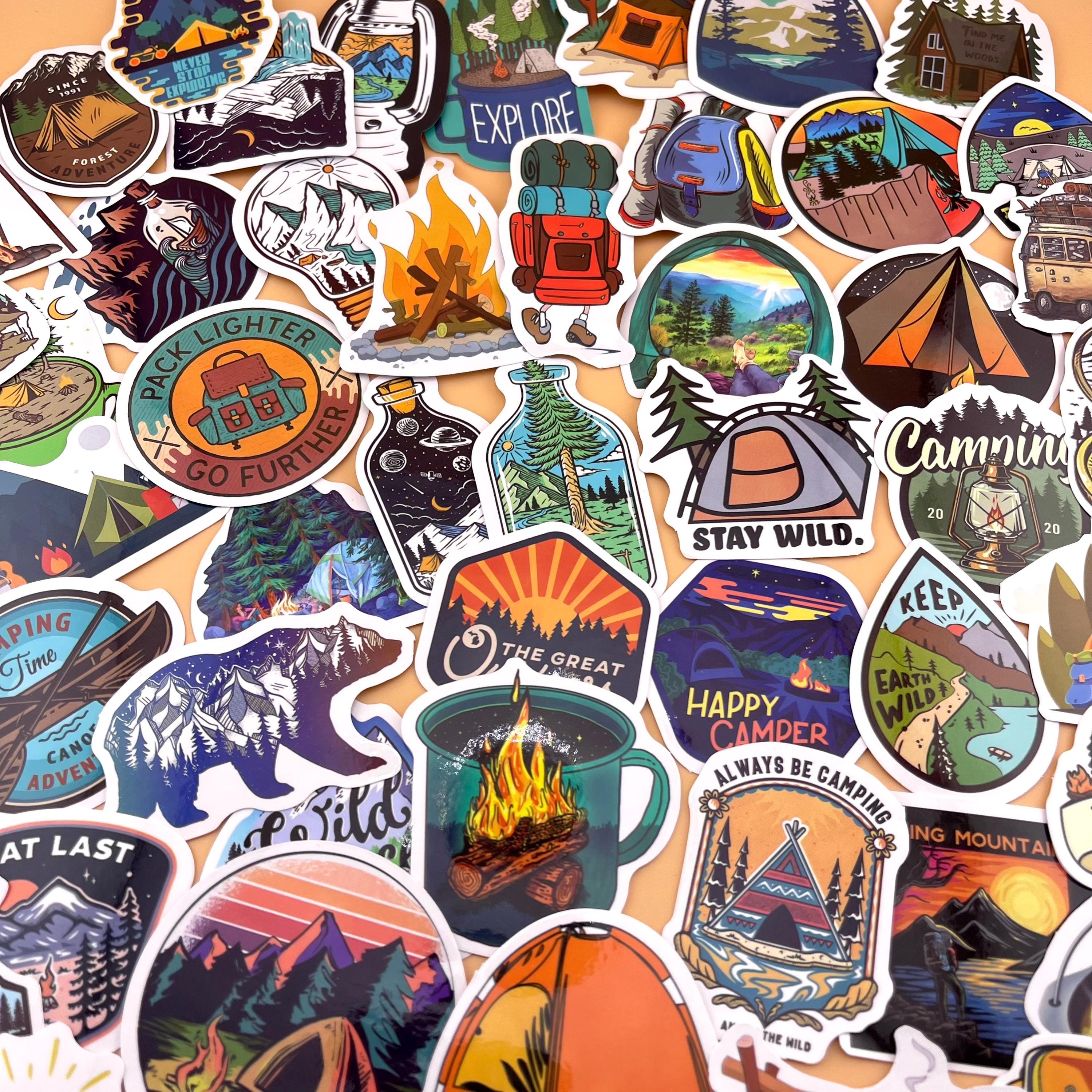 50 Vinyl Outdoor Camping Stickers - Travel in Wilderness Stickers ...