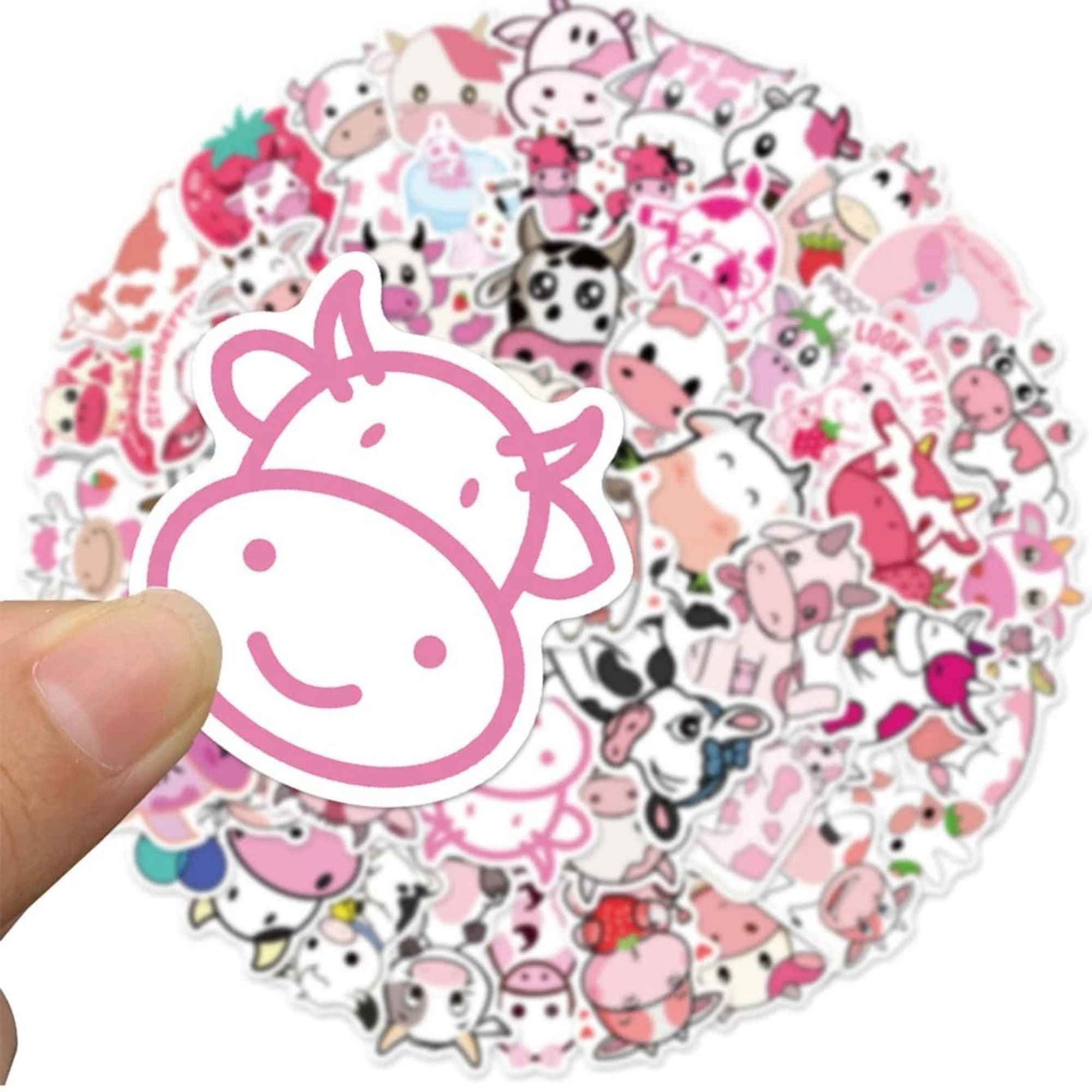 Cartoon Pink Cow Stickers Cow Print Assorted Pattern Sticker - Etsy