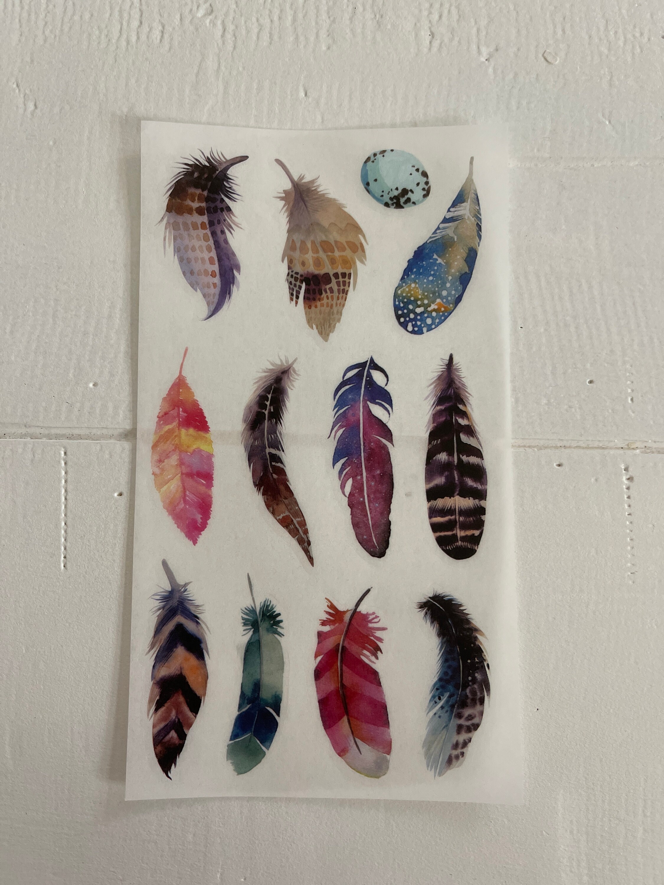 50 Feather Stickers Washi Tape Like Material Slightly - Etsy