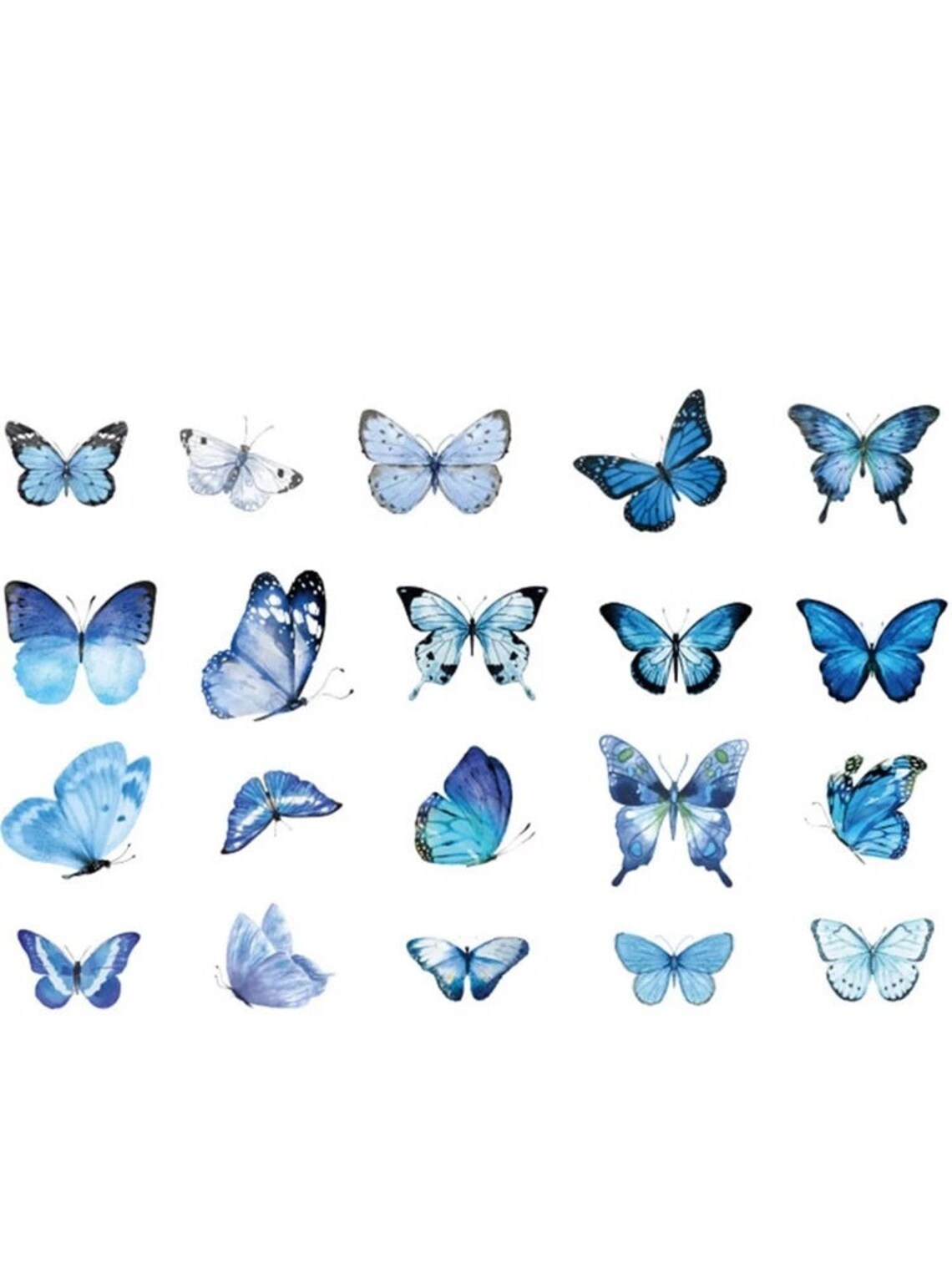 40 Clear Blue Translucent Butterfly Stickers Clear Blue - Etsy