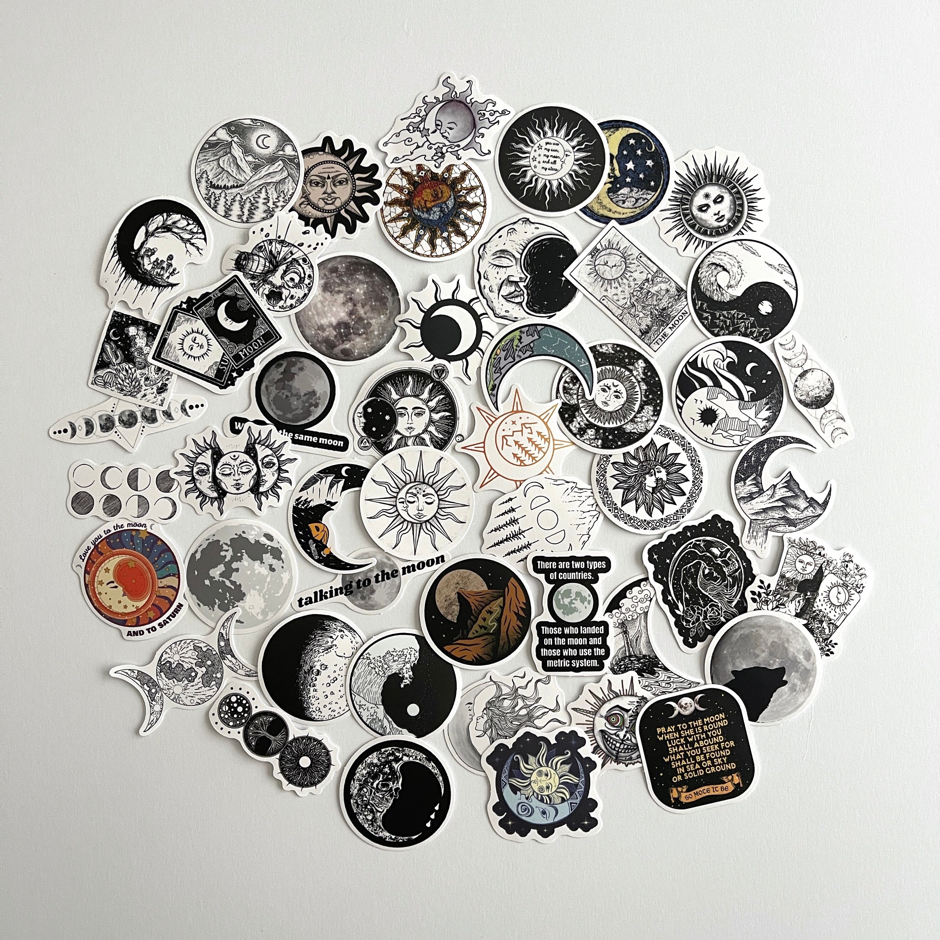 45pcs Gothic Sun and Moon Stickers - Magical Designs for Crafting ...