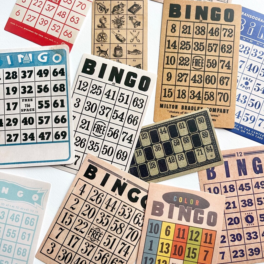 15pcs Vintage Bingo Card Stickers - Good Size - for Crafting, Planners ...