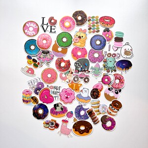 50 Donut Themed Stickers - I Love Donuts Stickers! - Food Stickers ...