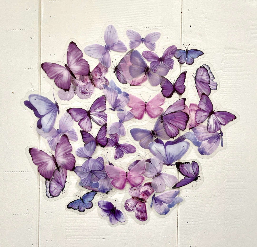 40 Translucent Purple Butterfly Stickers Beautiful Butterfly Stickers ...