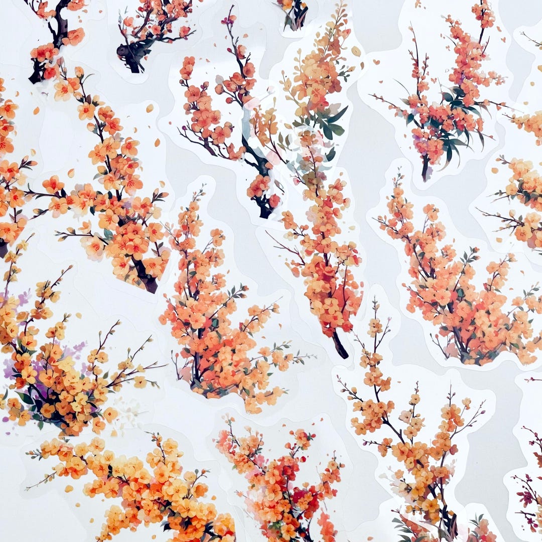 30pcs Orange Branch Stickers - Fall Foliage Sticker - for Crafts ...