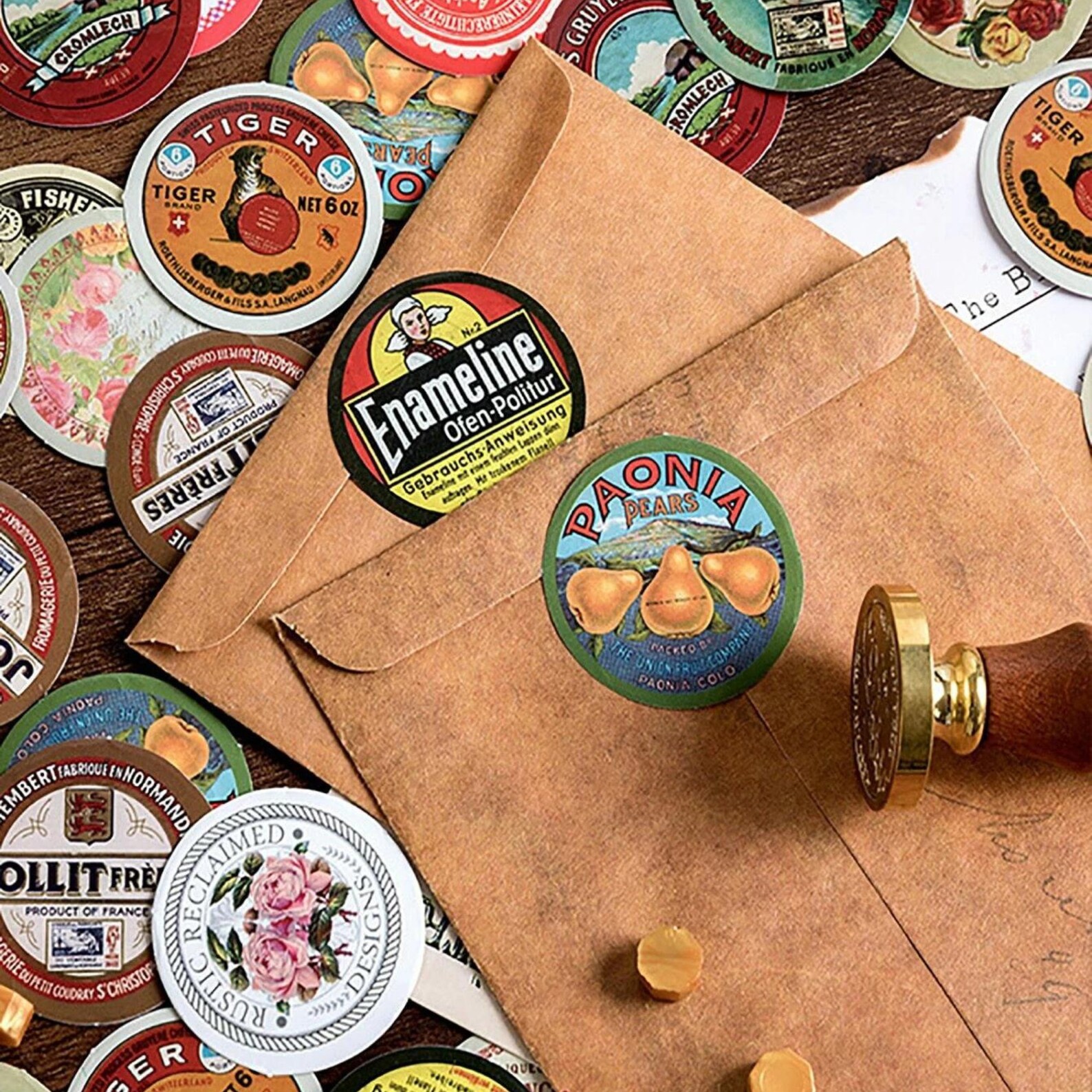 42 Vintage Round Small Sealing Sticker Vintage Signs Floral - Etsy