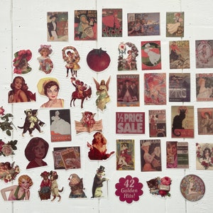 45 Red Vintage Stickers Transparent Washi Tape Retro Red Themed ...