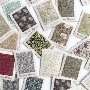 40 Vintage William Morris Inspired Stamp Stickers Muted Colors Floral ...
