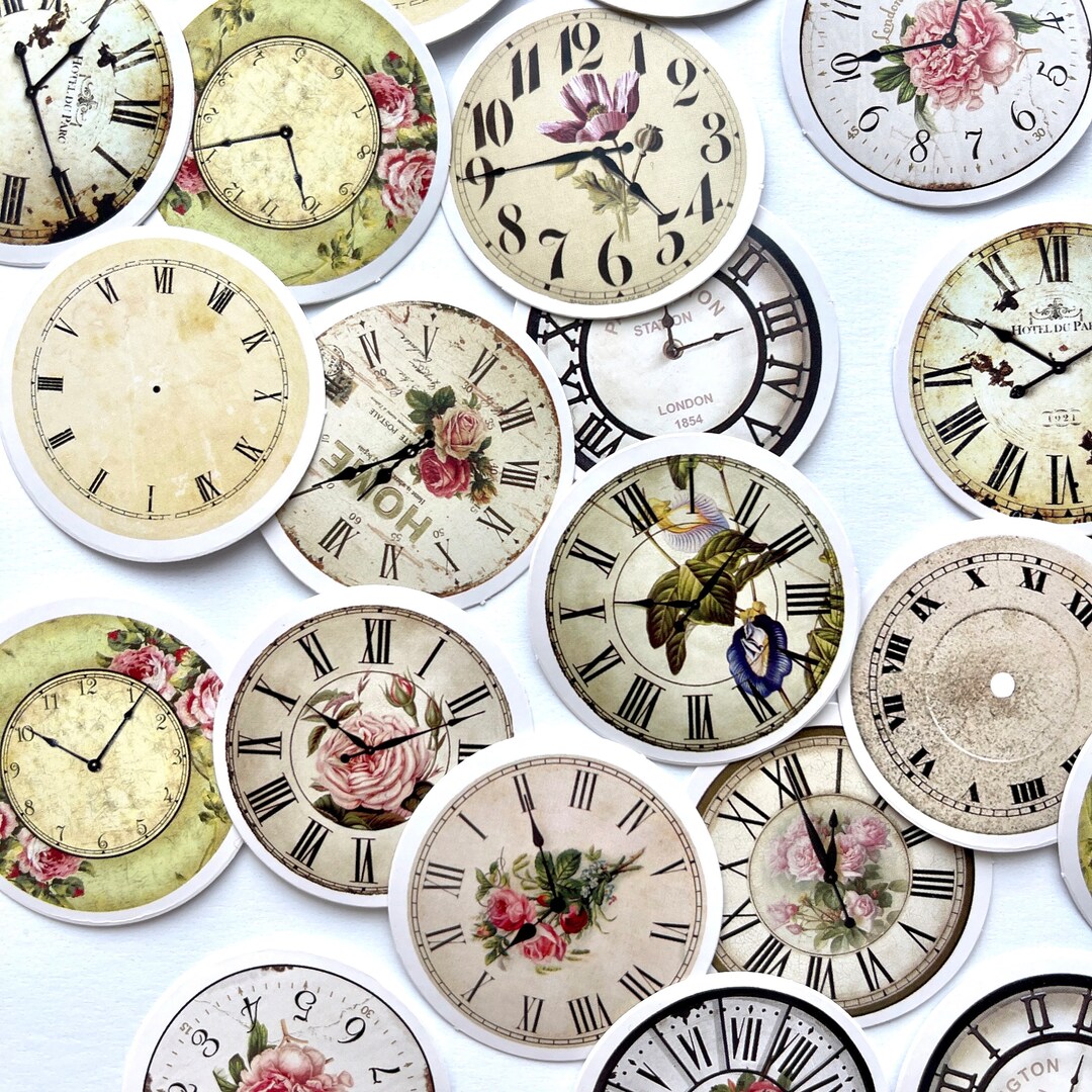 45 Vintage Roman Circular Clock Stickers - Beautiful Old World Clock ...