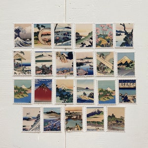 40 Vintage Japanese Inspired Stamp Stickers - Mt Fuji Stamp Stickers ...