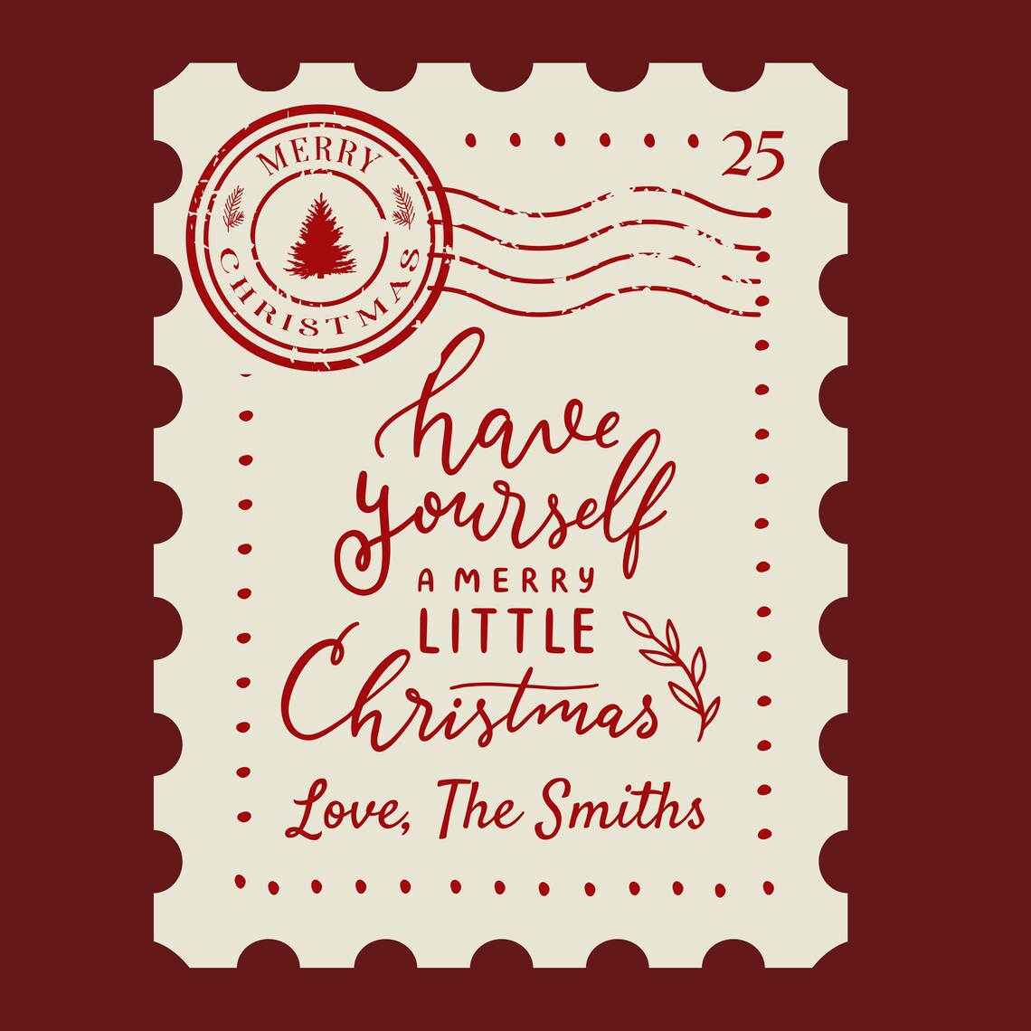 25pcs Personalized Merry Christmas Stamp Stickers, NOT POSTAGE, for ...