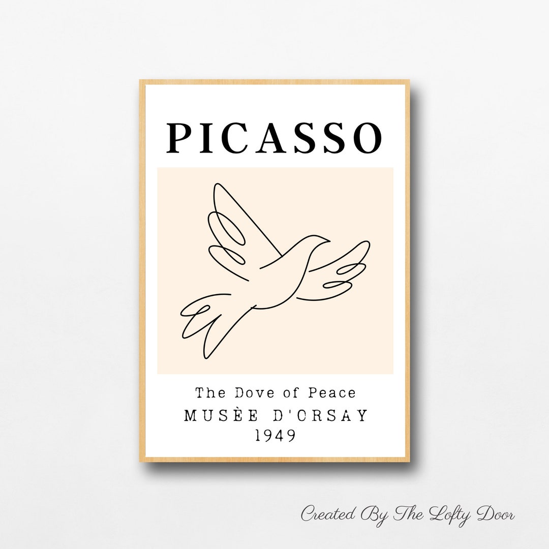 Picasso Inspired the Dove of Peace Printable Wall Art | Cream Wall Art ...