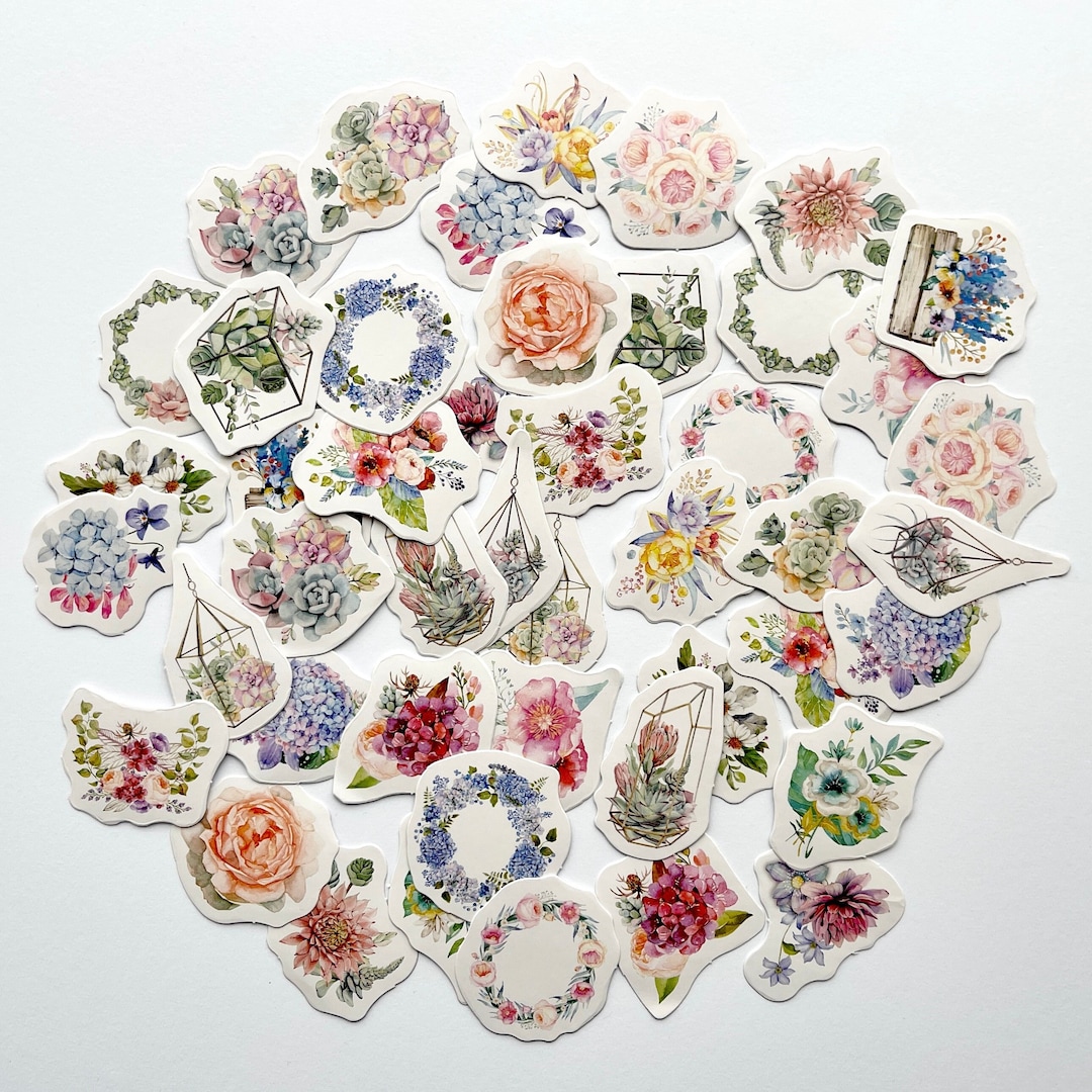 46 MINI Flower Succulent Stickers - Adorable Petite Floral Cactus ...