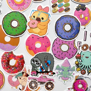 50 Donut Themed Stickers - I Love Donuts Stickers! - Food Stickers ...
