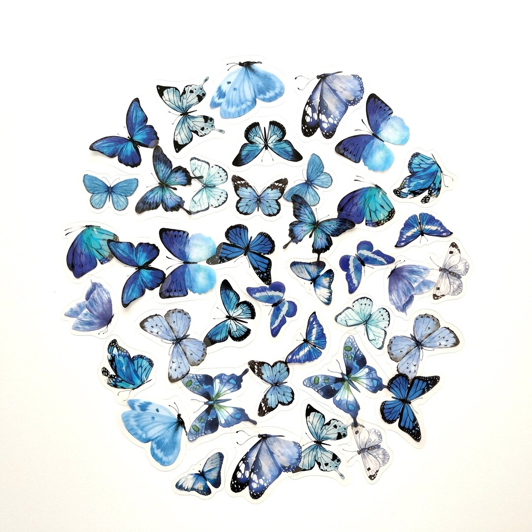 40 Clear Blue Translucent Butterfly Stickers - Clear Blue Butterfly ...