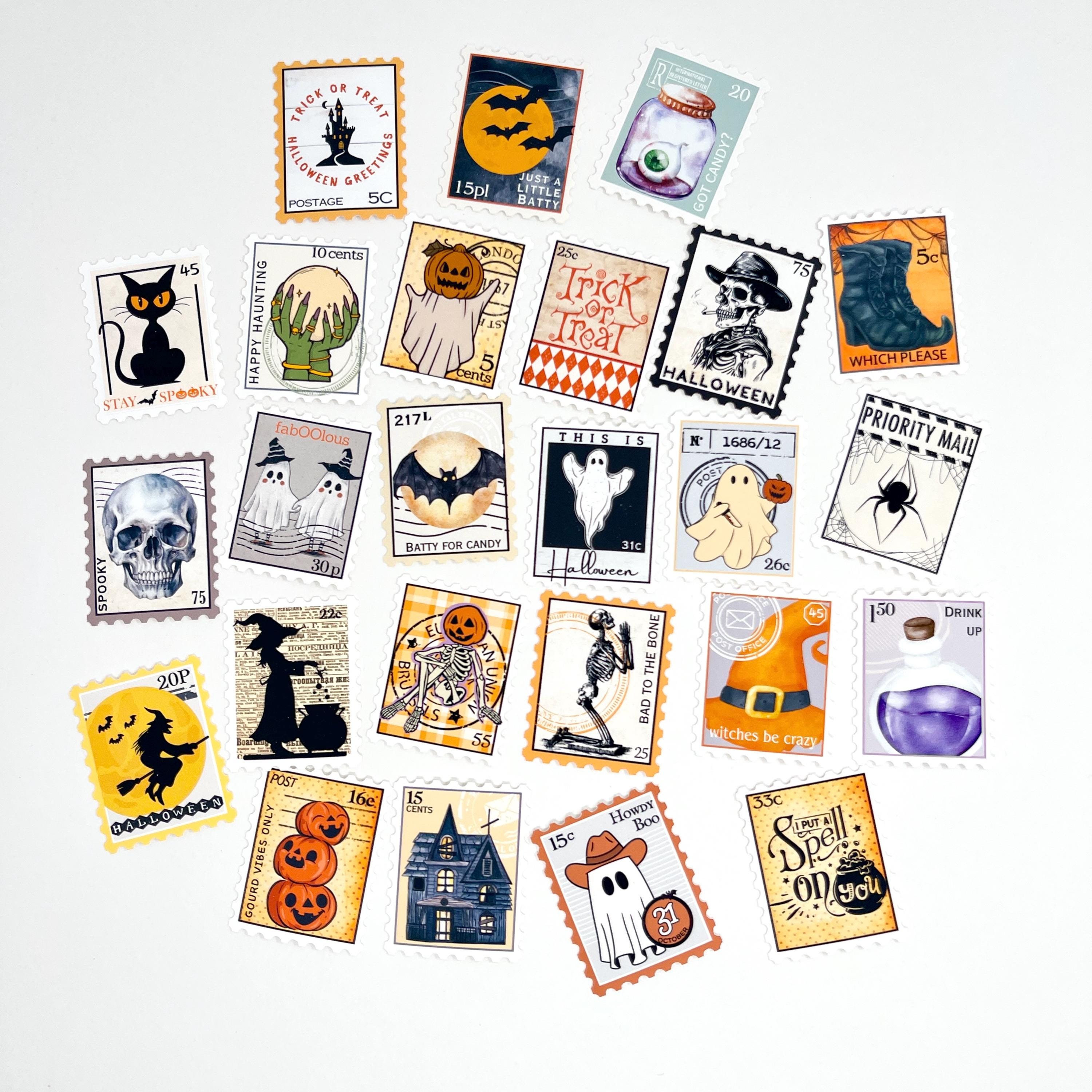 25pcs Halloween Stamp Stickers, Spooky Haunted Design, NOT POSTAGE, for ...
