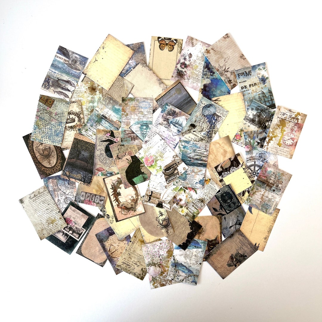 50 Vintage Paper Stickers Blue Ocean Mystical Stickers - Etsy